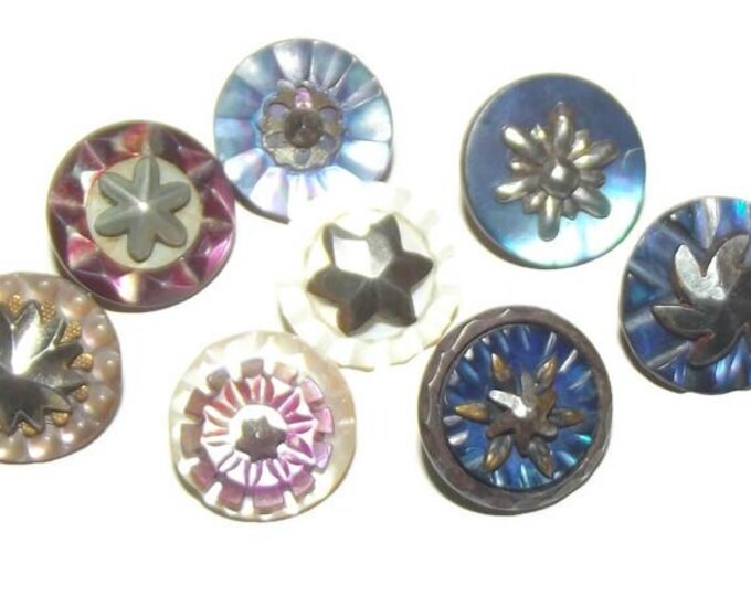 Antique Pearl Buttons Carved and Cut Steel Star Embellishments - Etsy