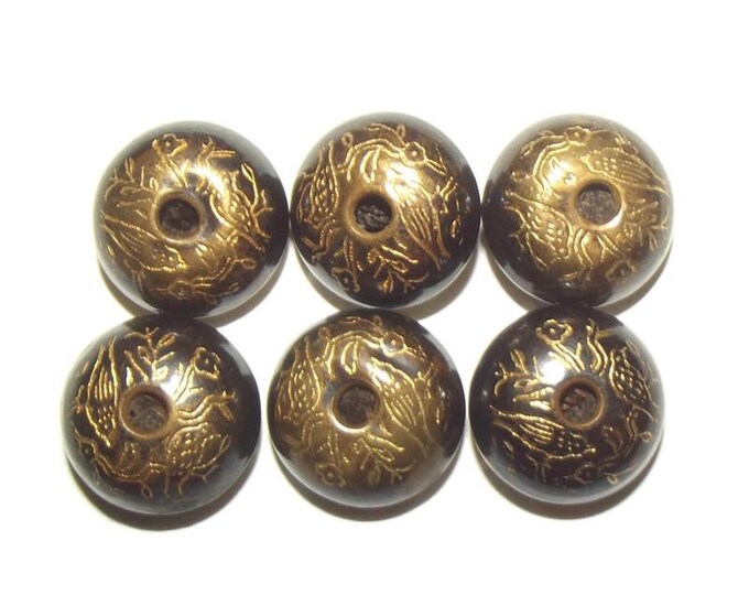 Antique Buttons 6 Wood Back Metal Whistle Buttons With Etched Design - Etsy