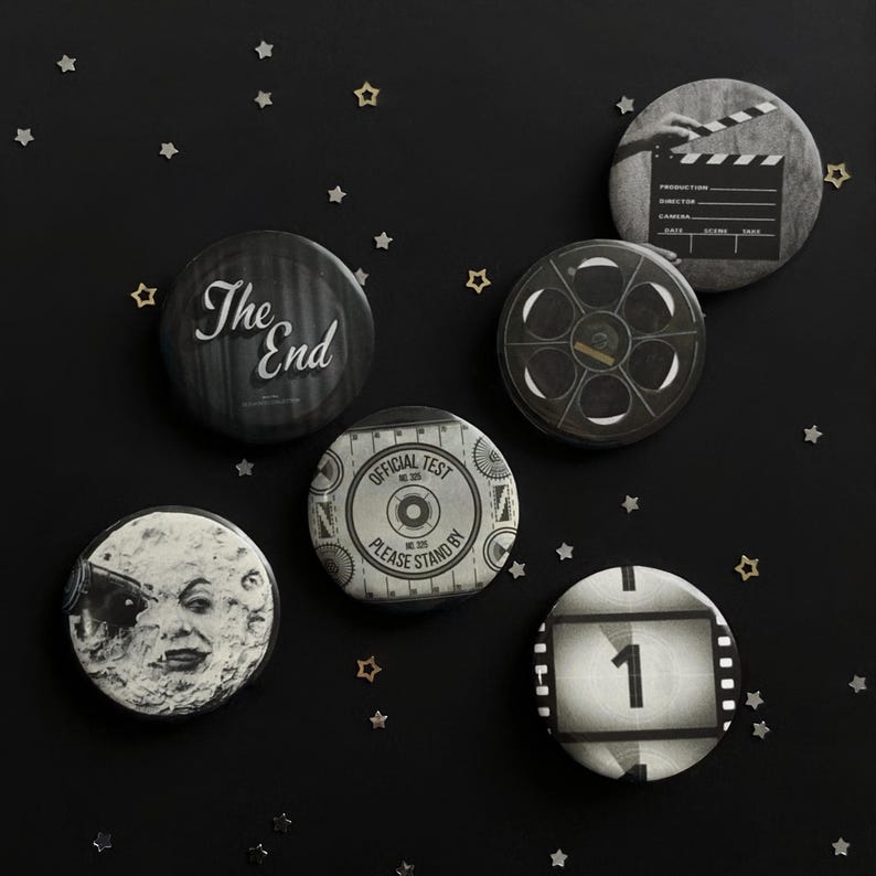Retro Hollywood Film Inspired Aesthetic Handmade 1.25in Pin Button ...