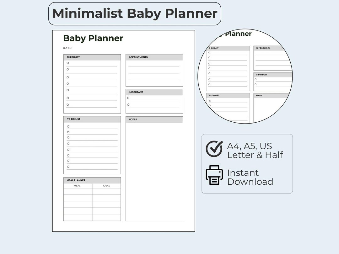 Minimalist Baby Planner | Pregnancy & Newborn Tracker (digital Download ...