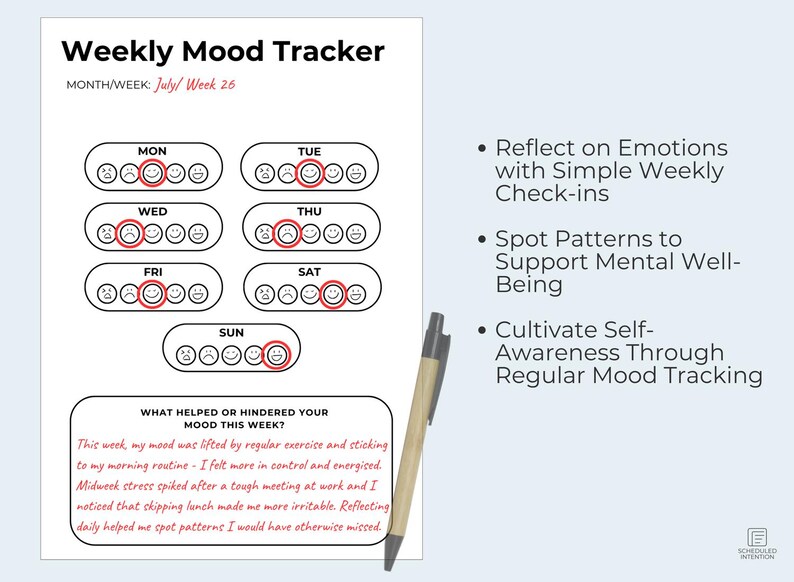 Mood Tracker Printable | A4, A5, US Letter & Half PDF |track Your Moods ...