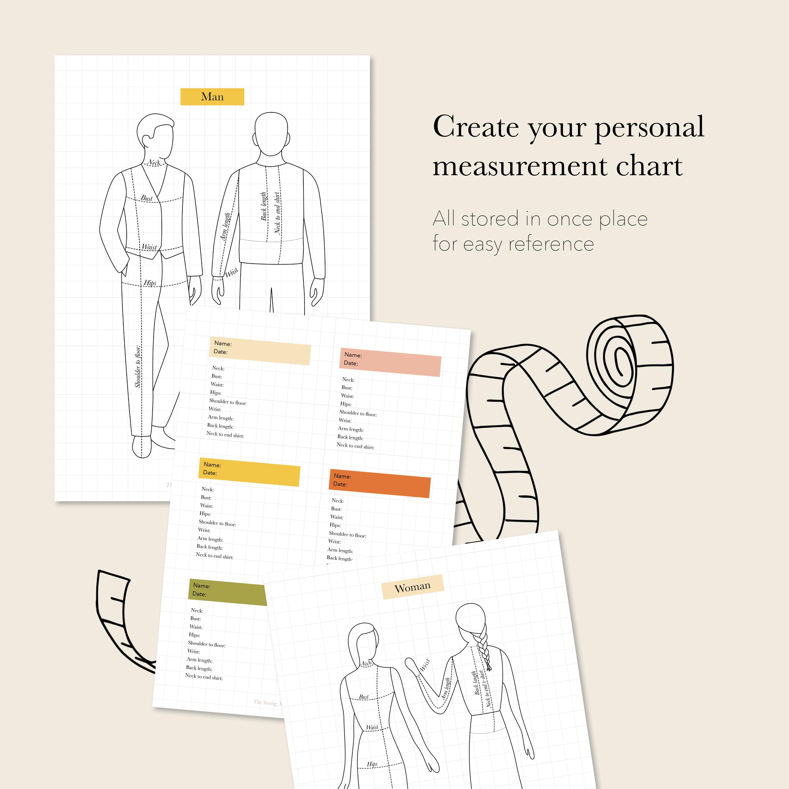 Body Measurements Guide – Printable PDF for Sewing & Garment Making - Etsy