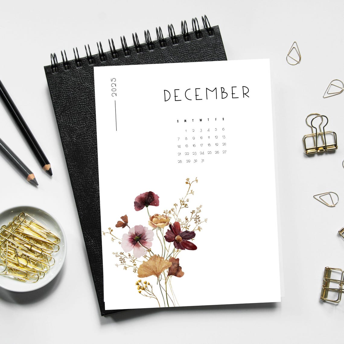 A5 Dated Floral Mothly Planner and Dashboards June–december 2025 ...