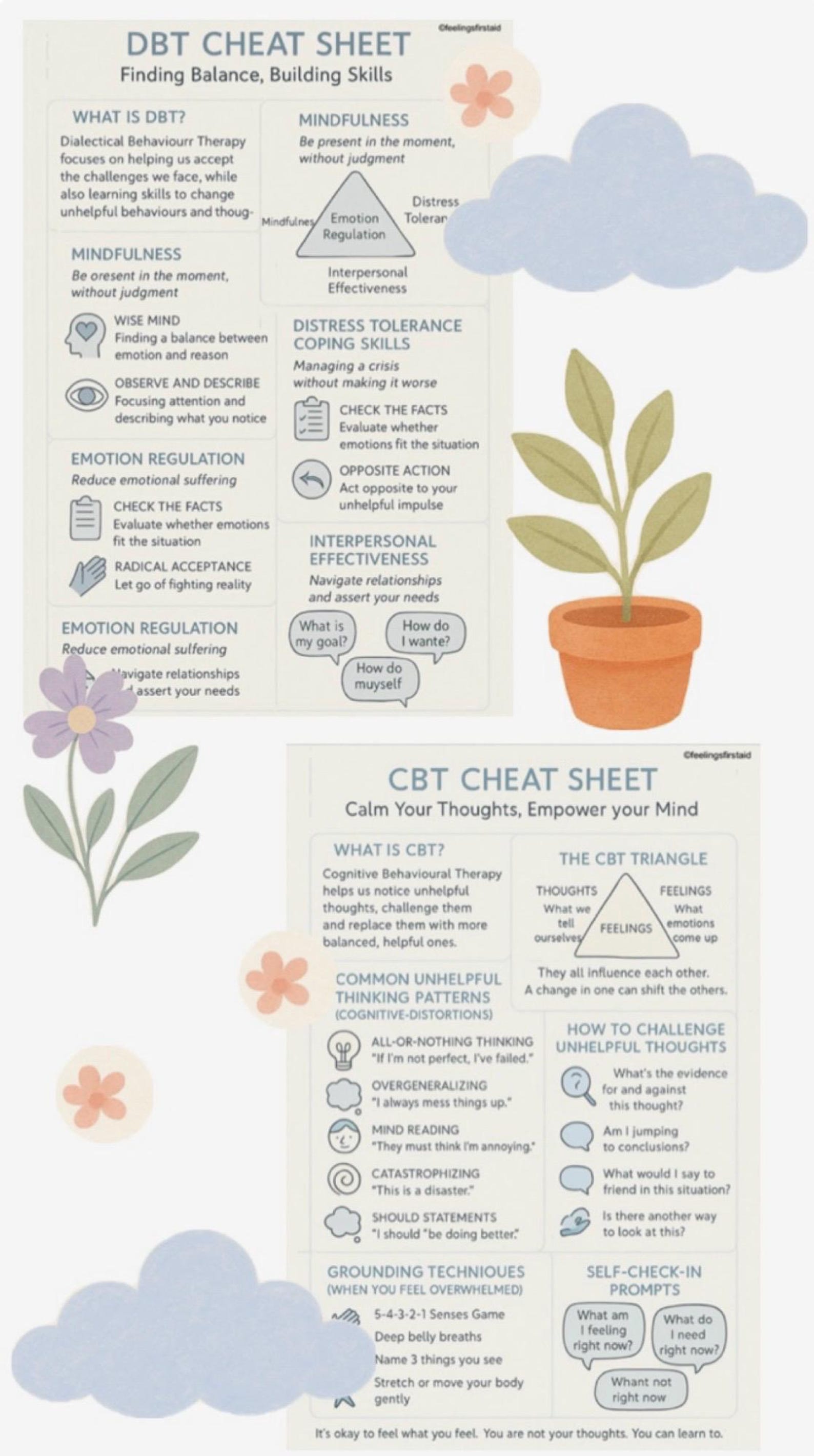CBT DBT Cheat Sheets – Therapy Tools & Coping Skills Worksheets ...