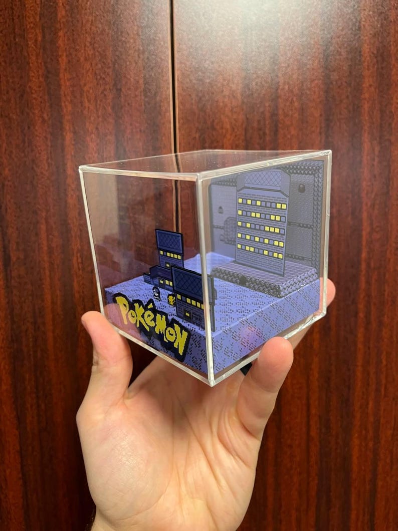 Cubo diorama retro de Pokémon Ciudad Lavanda / ¡Arte de videojuego ...