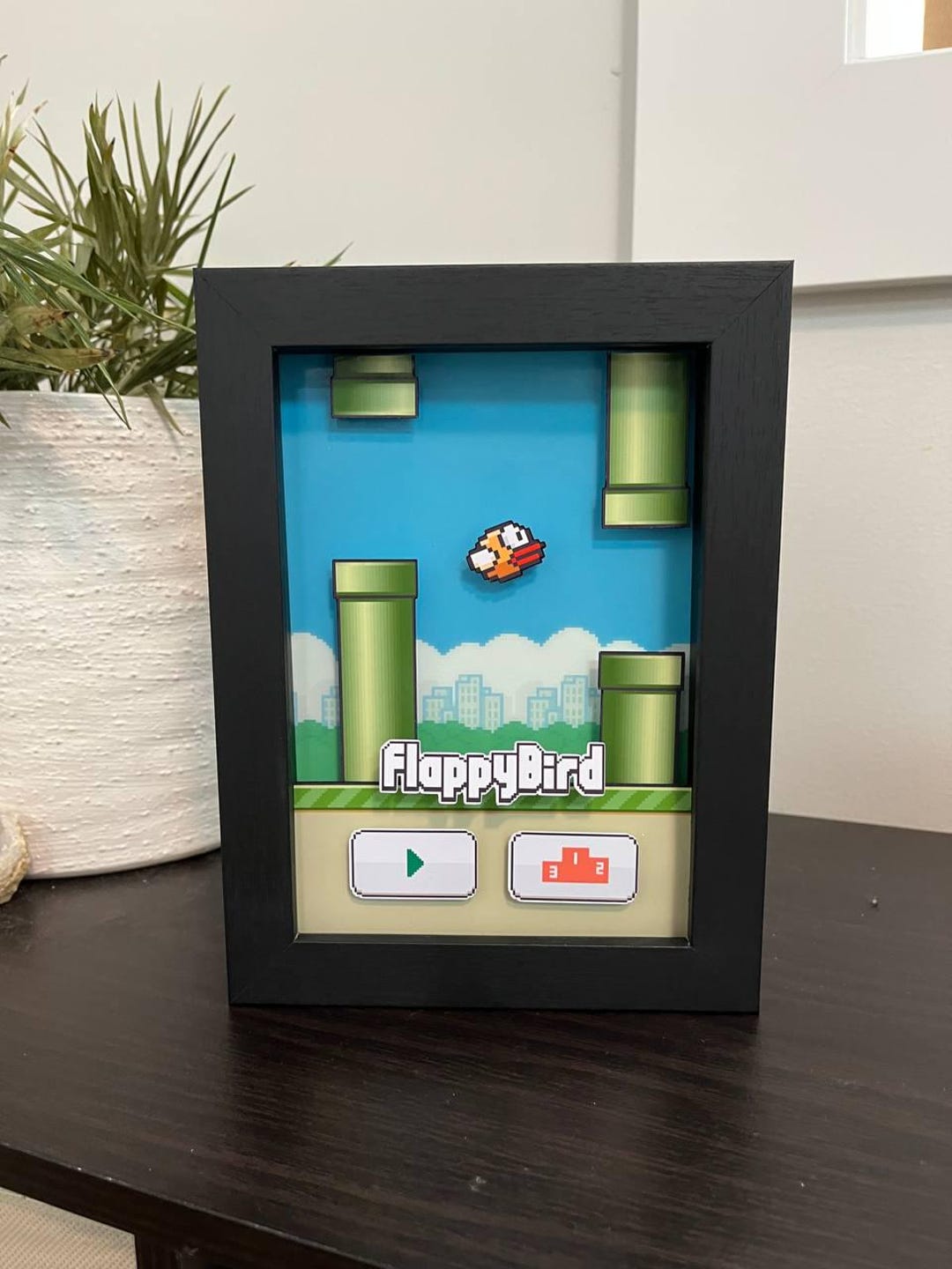 Flappy Bird Shadow Box 8"x10" | Handmade Video Game Art! - Etsy