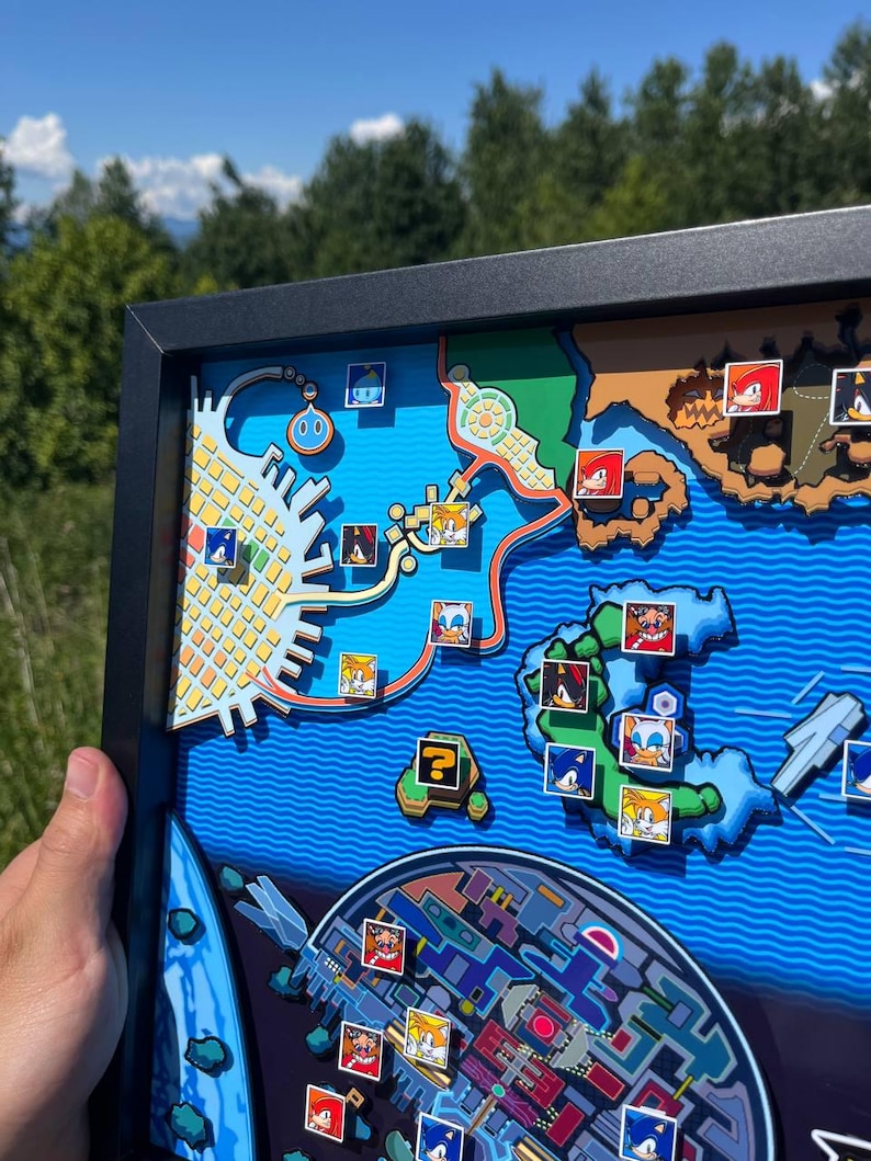 SA2 Map Shadow Box 14"x11" | Handmade Video Game Art! - Etsy