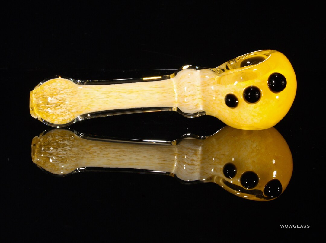 Yellow White Pocket Pipe, Handblown Colorful Glass Pipe, Glass Spoon ...