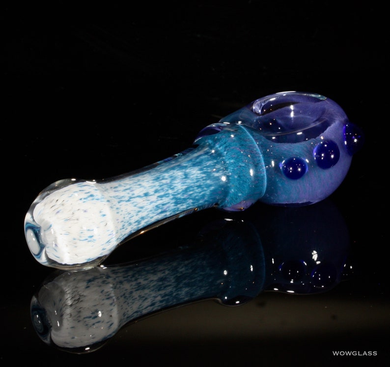 Handblown Blue Glass Pipe Boro Glass Pocket Pipe Tobacco - Etsy