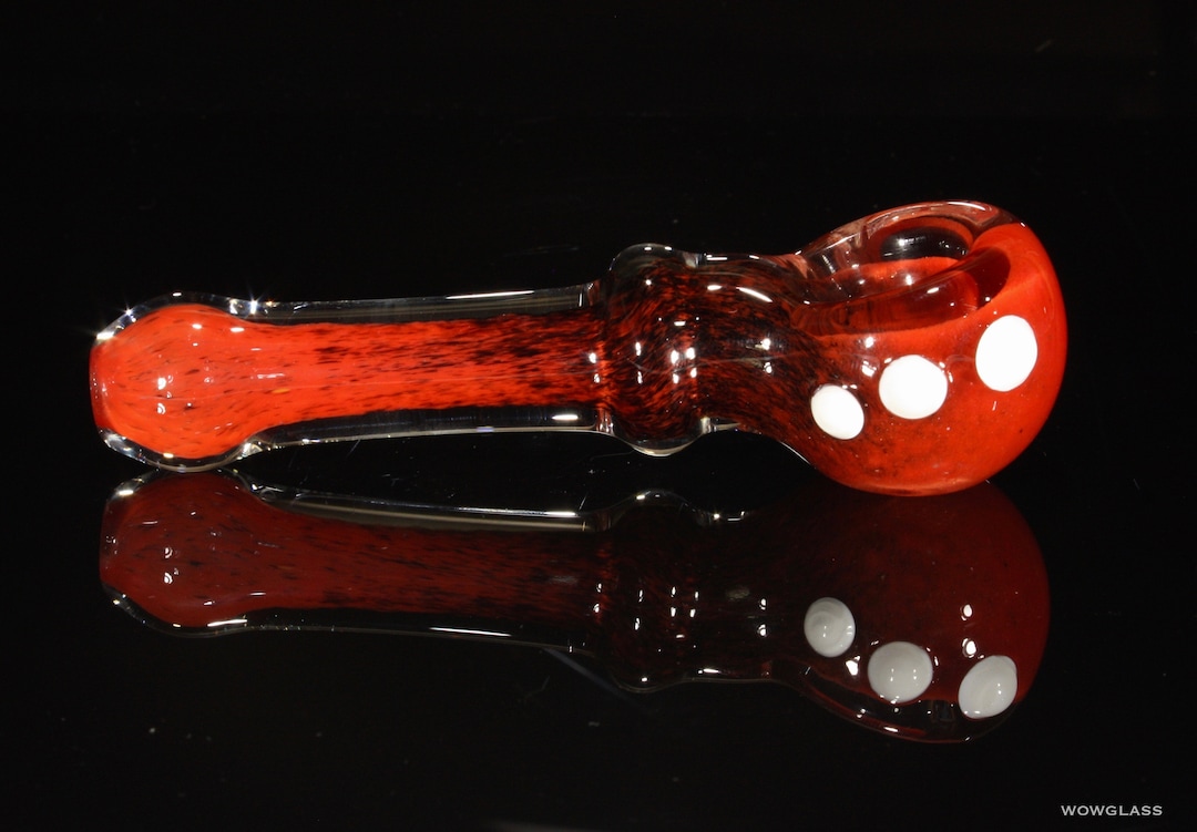 Red Glass Pipe With Carry Bag, Handmade Spoon Pocket Pipe , Art Glass ...