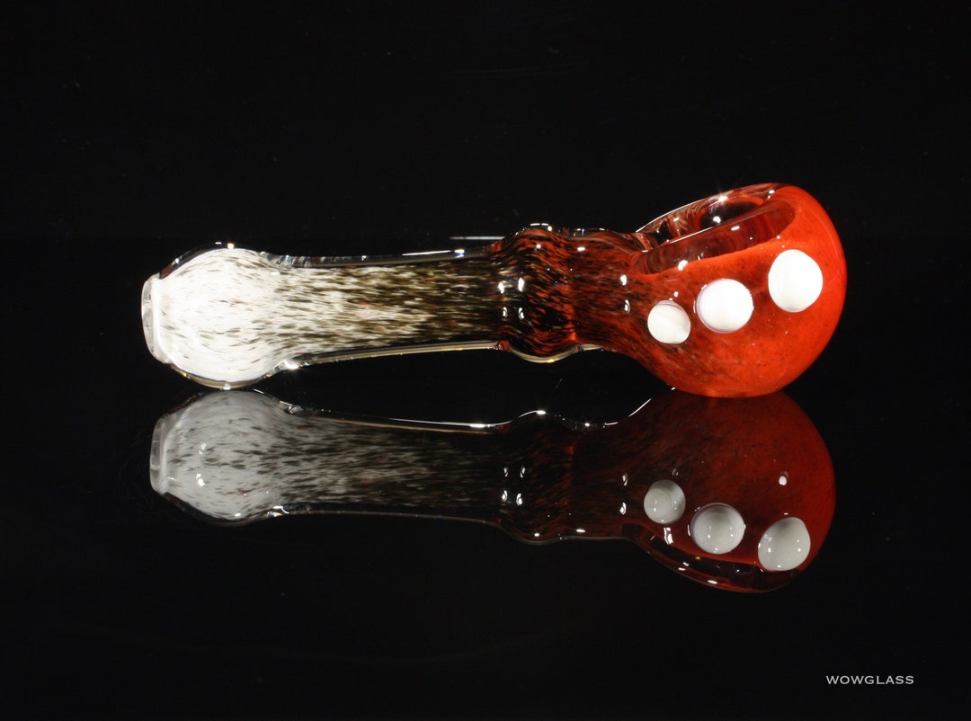 Rose Red Glass Pipe, Red White Glass Spoon Pipe With Carry Bag ...