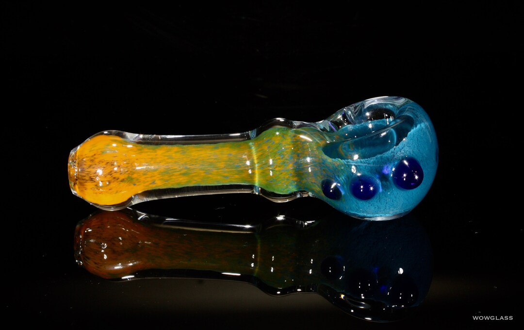 Blue Green Yellow Glass Pipe, Boro Glass Pocket Pipe, Tobacco Smoking ...