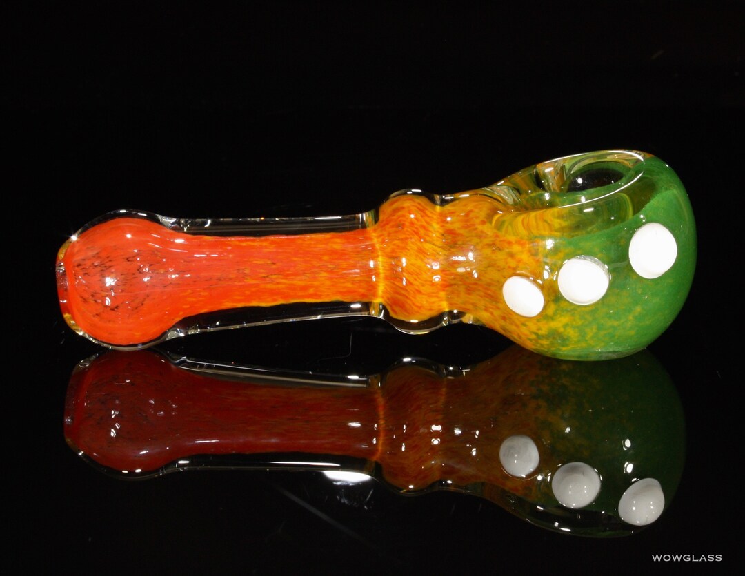 Colorful Handblown Glass Pipe With Carry Bag Red and Green - Etsy