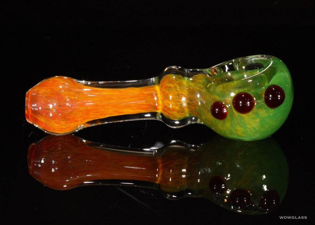 Red Yellow Green Glass Pipe, Handblown Glass Pocket Pipe, Tobacco ...