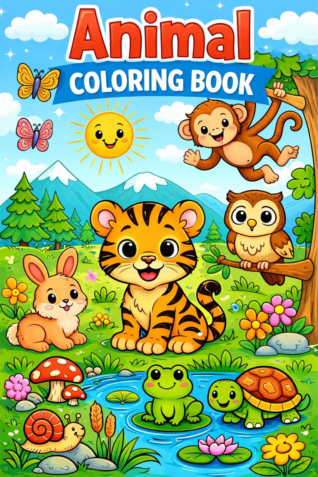Animal Coloring Book for Kids- 19 Printable Pages, Digital Download ...