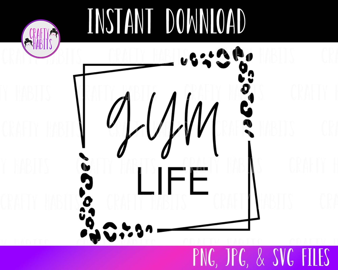 Gym Life With Leopard Print Border Weightlifting Fun Phrases - Etsy