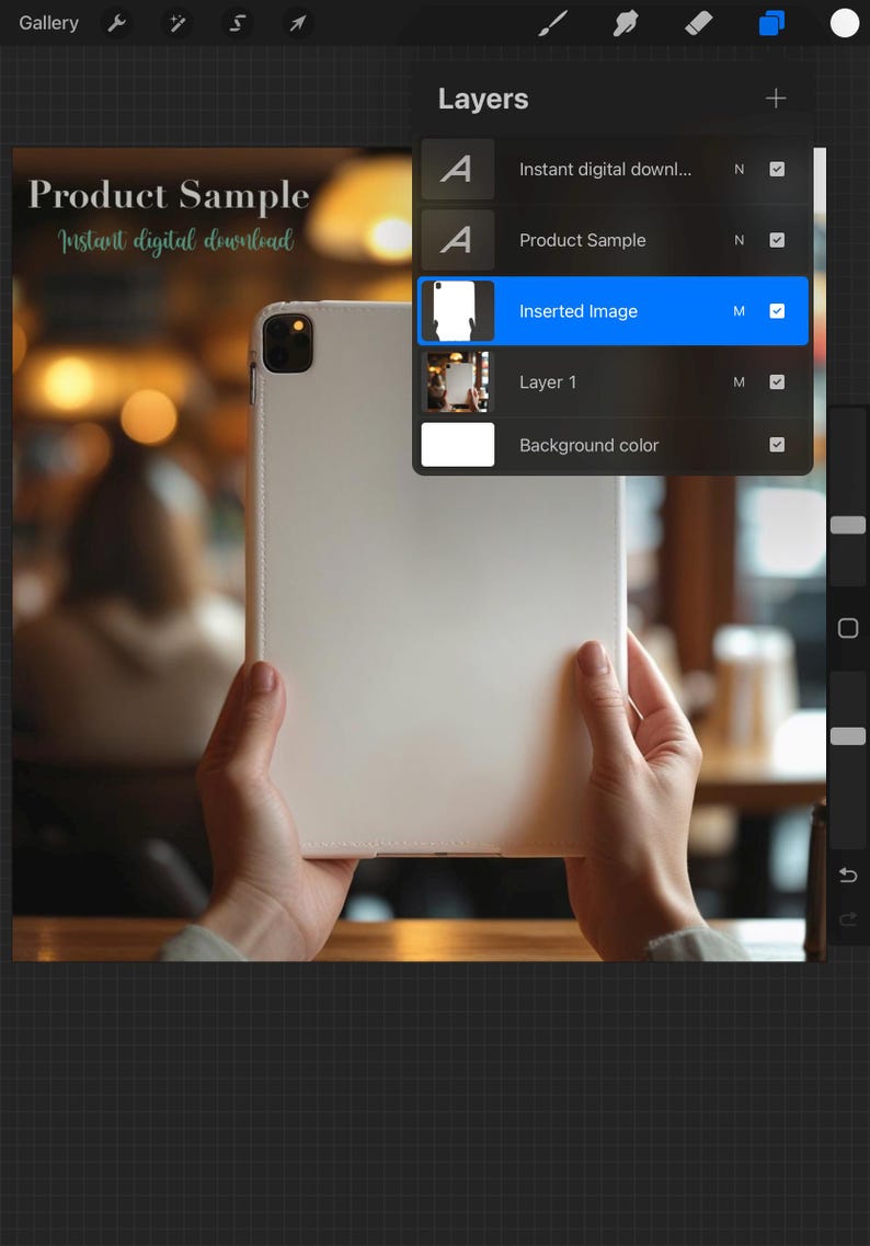 IPad Case Mock-up for Procreate Cafe Scene PNG Tablet Editable Template ...