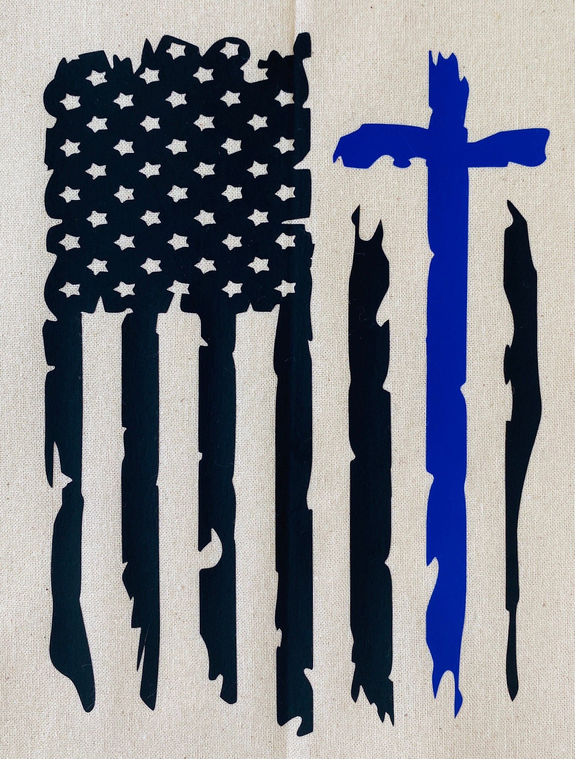 Thin Blue Line Flag/cross Tote Bag - Etsy