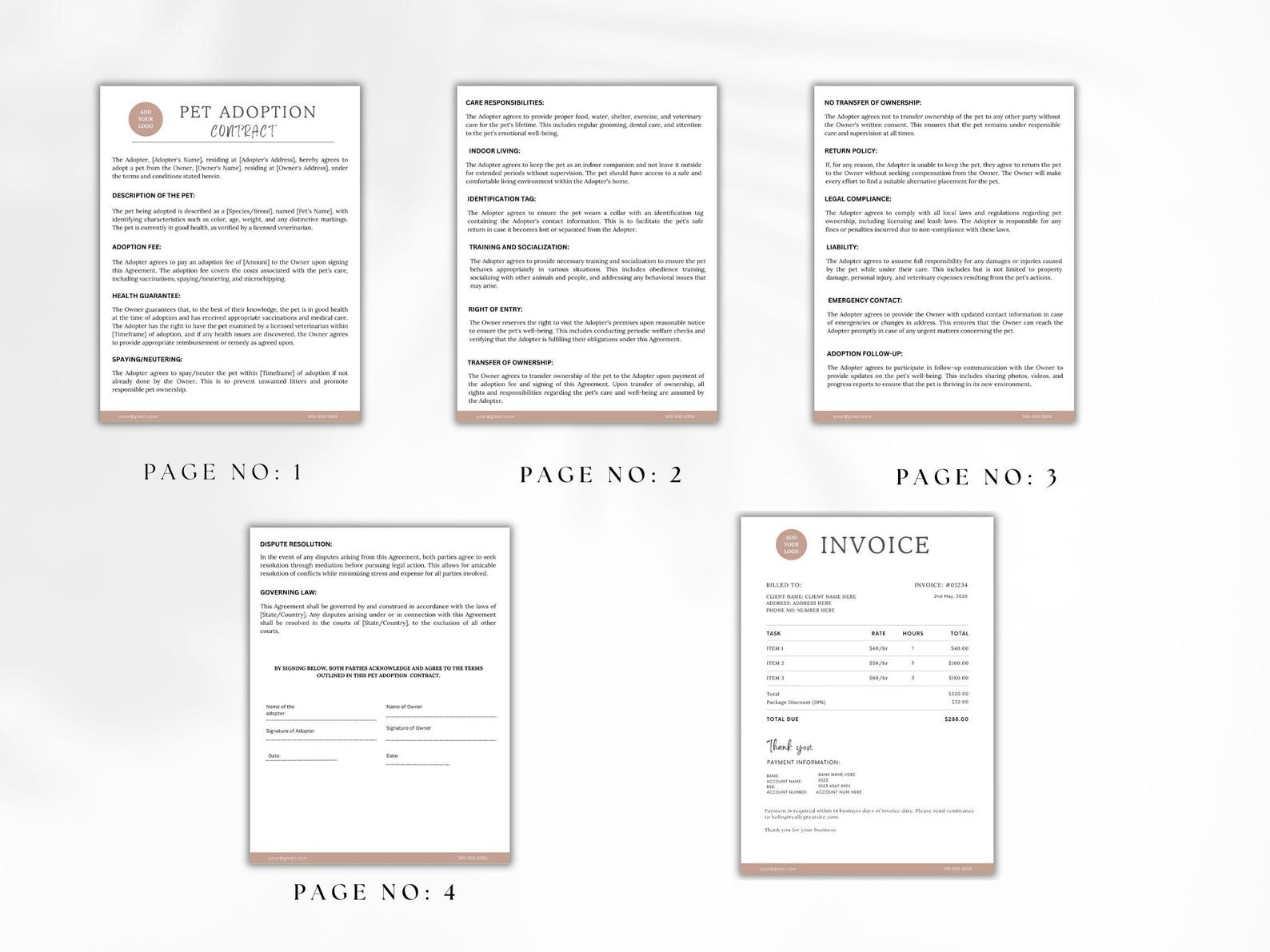 Editable Pet Adoption Contract Template, Animal Rescue Forms (canva ...