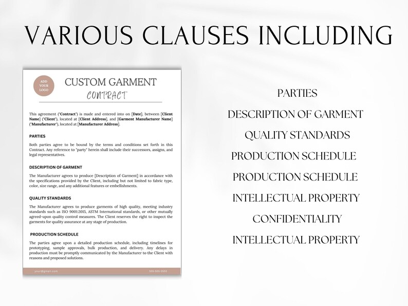 Editable Custom Garment Contract Template, Tailor-made Clothing ...