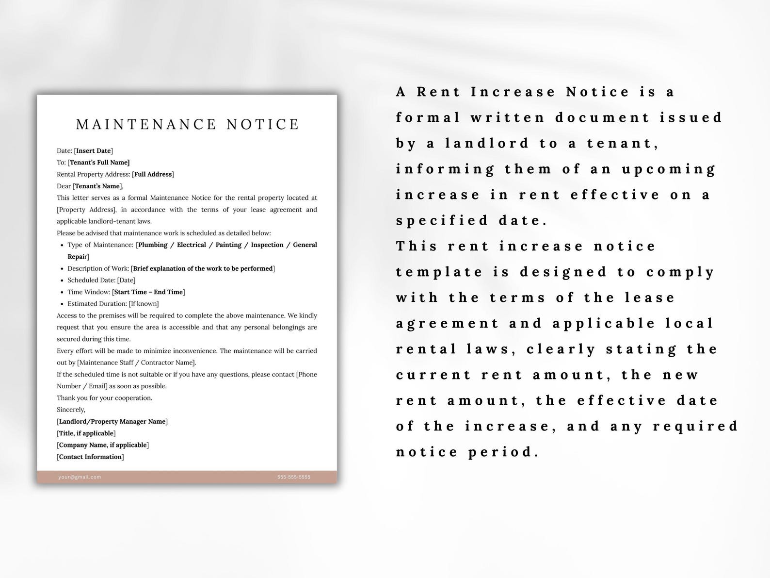 Maintenance Notice Template | Landlord to Tenant Repair Notice ...