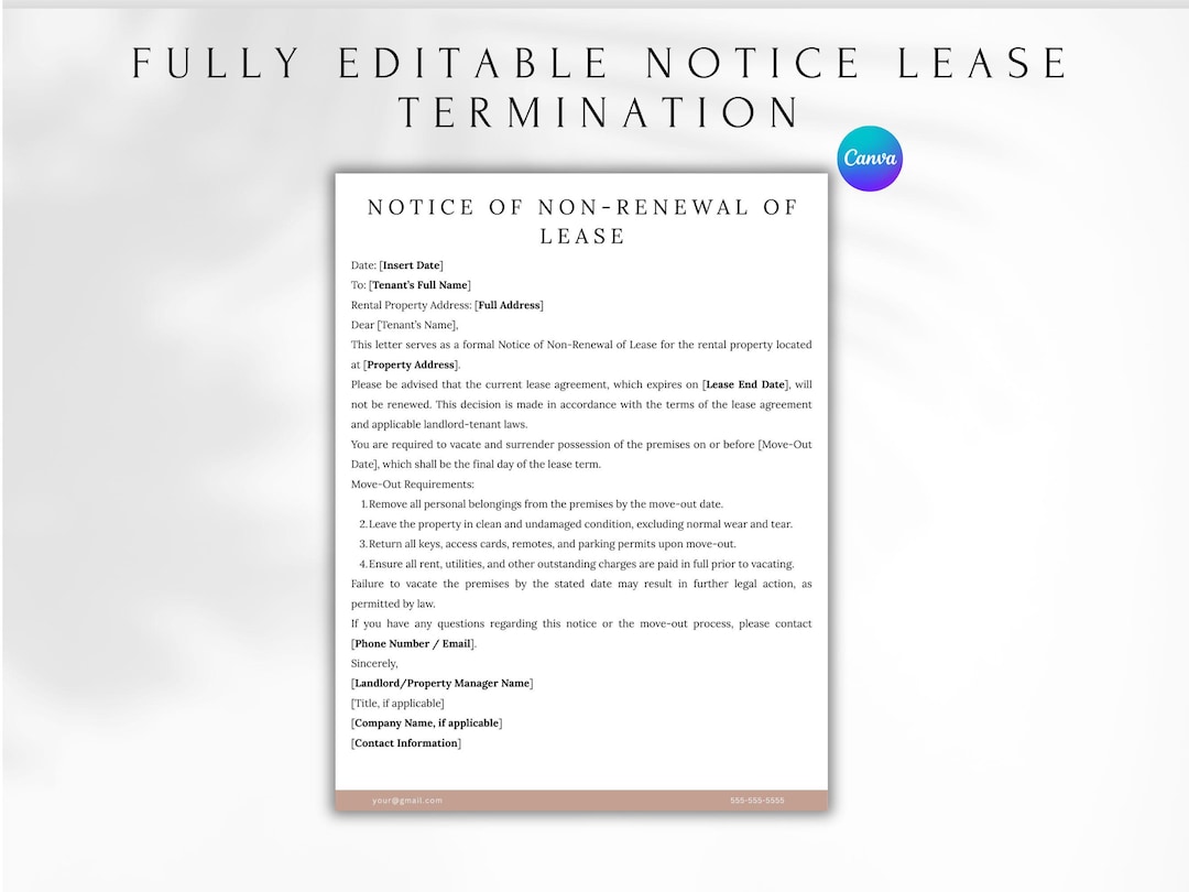 Lease Non-renewal Notice | Landlord Notice Not to Renew Lease | Tenant ...