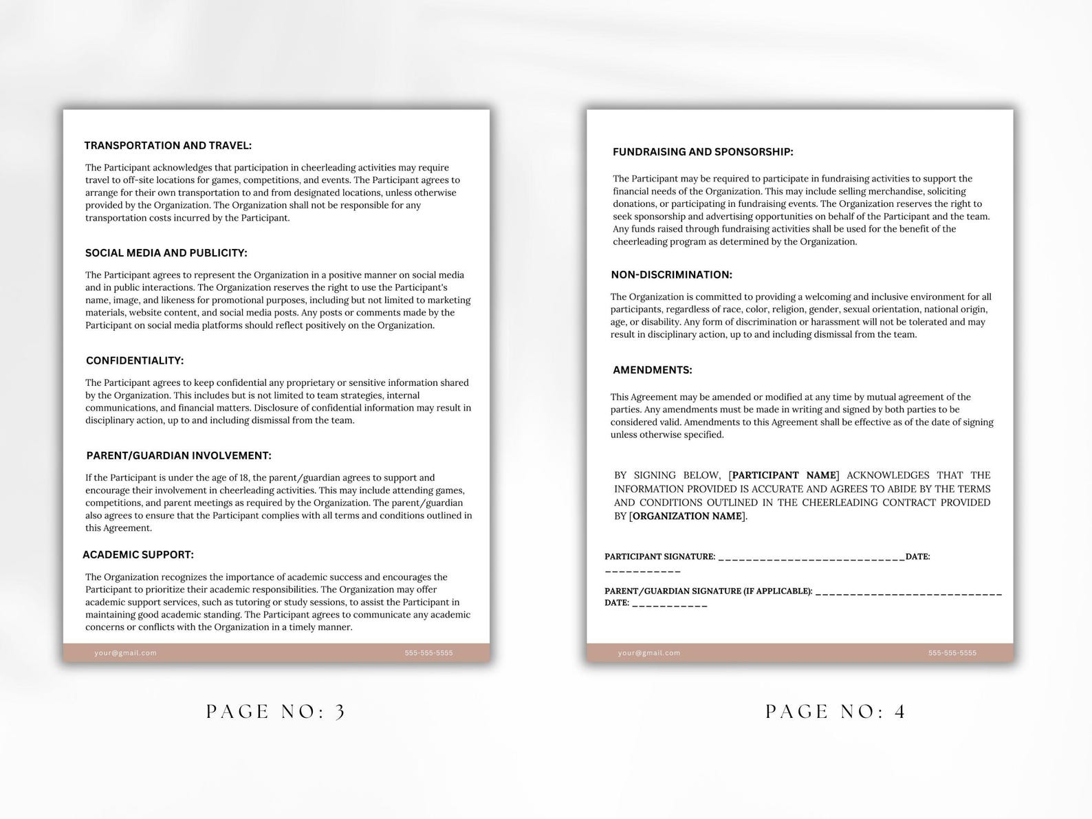 Editable Cheerleading Contract Template, Coaching Forms & Athlete ...
