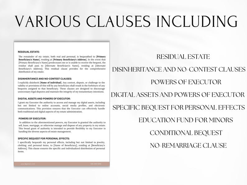 Editable Last Will and Testament Template | Canva Document (instant ...