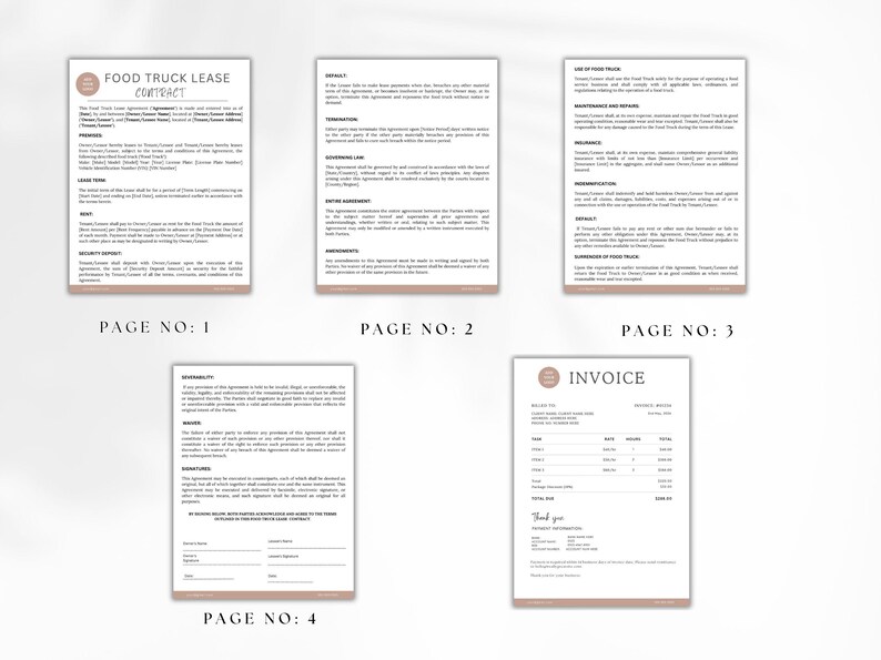 Editable Food Truck Lease Agreement | Canva Template (PDF) - Etsy