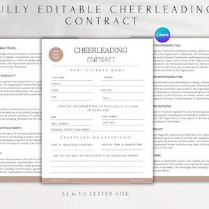 Editable Cheerleading Contract Template, Coaching Forms & Athlete ...