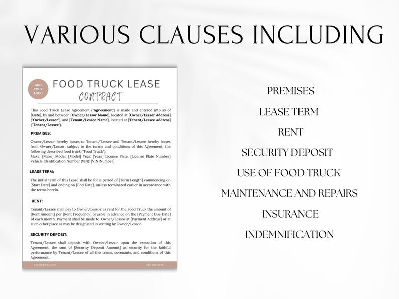 Editable Food Truck Lease Agreement | Canva Template (PDF) - Etsy