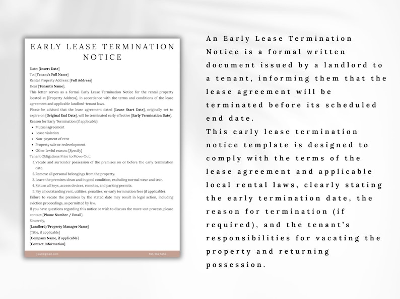 Early Lease Termination Notice | Landlord Notice to End Lease Early ...
