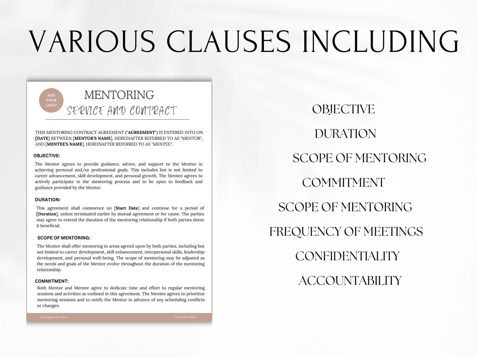 Editable Mentoring Contract Template | Coaching and Mentorship ...