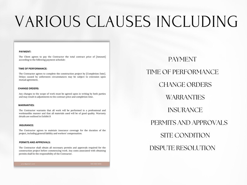 Editable Construction Contract Template, Construction Agreement Form ...