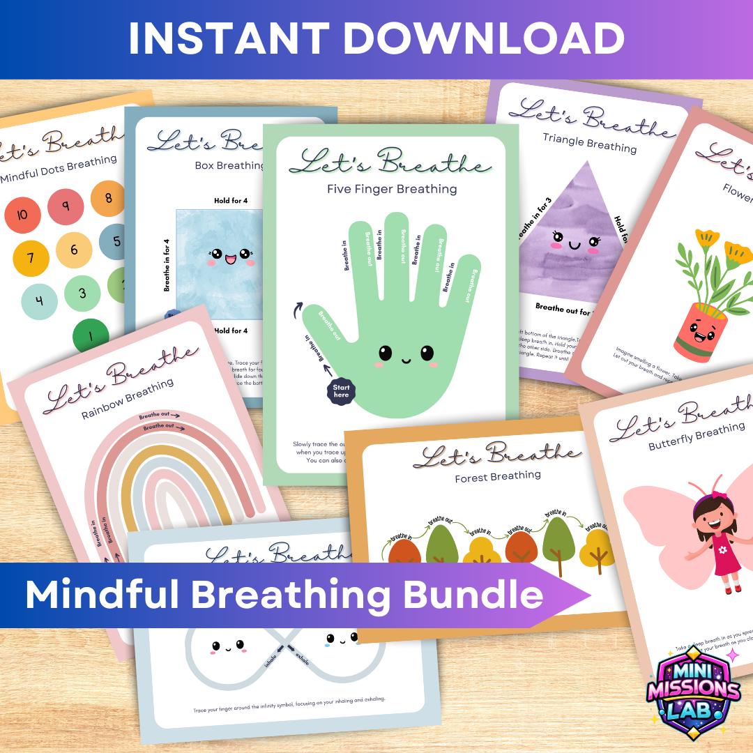 Easy Breathing Techniques for Kids Poster Bundle | Calm Corner, SEL ...