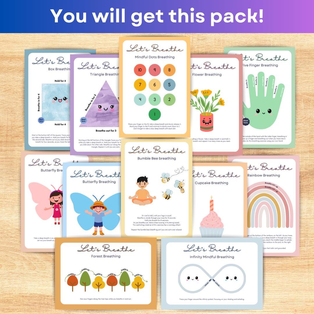 Easy Breathing Techniques for Kids Poster Bundle | Calm Corner, SEL ...