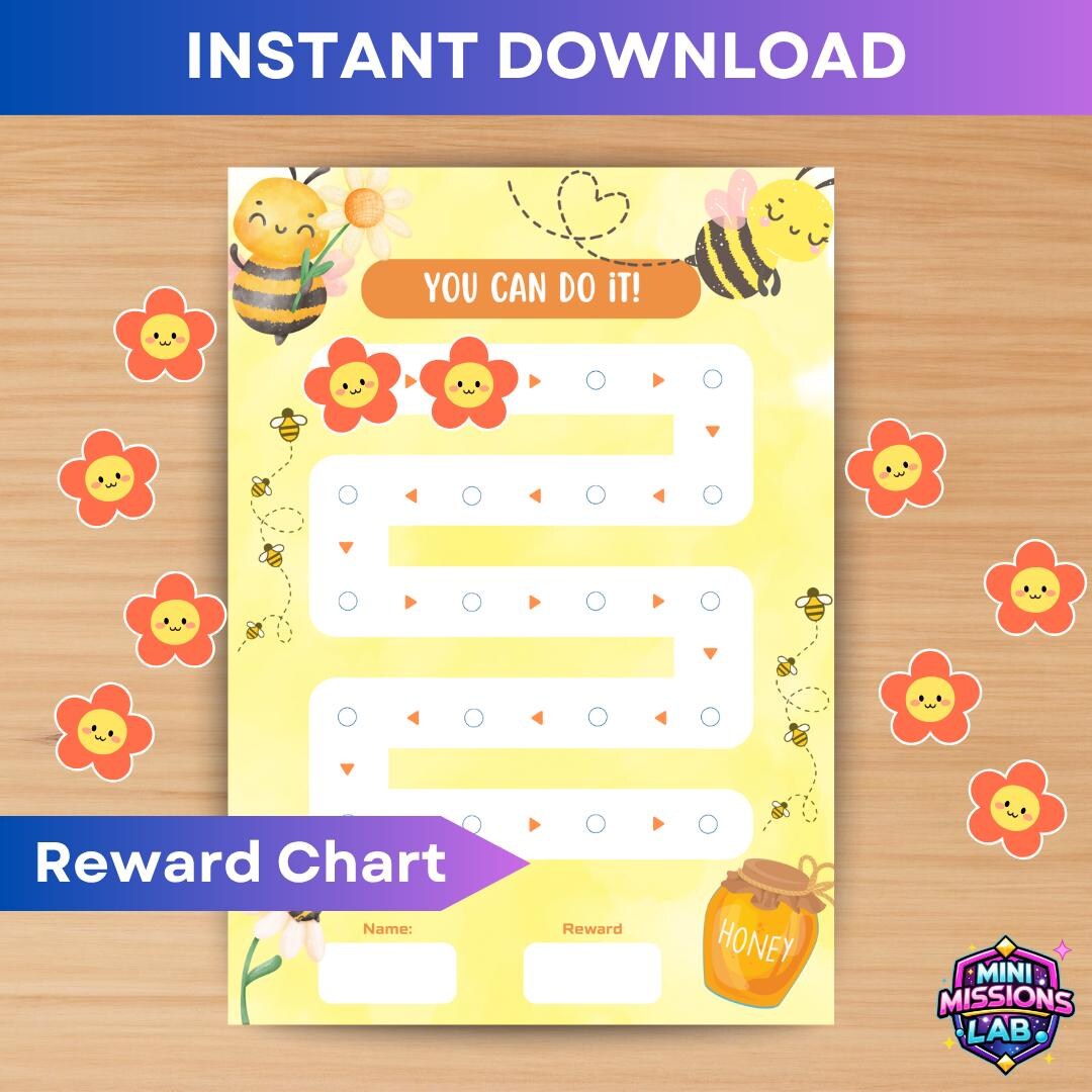 Bee Reward Chart Printable for Kids | Summer Behavior Incentive Tracker ...