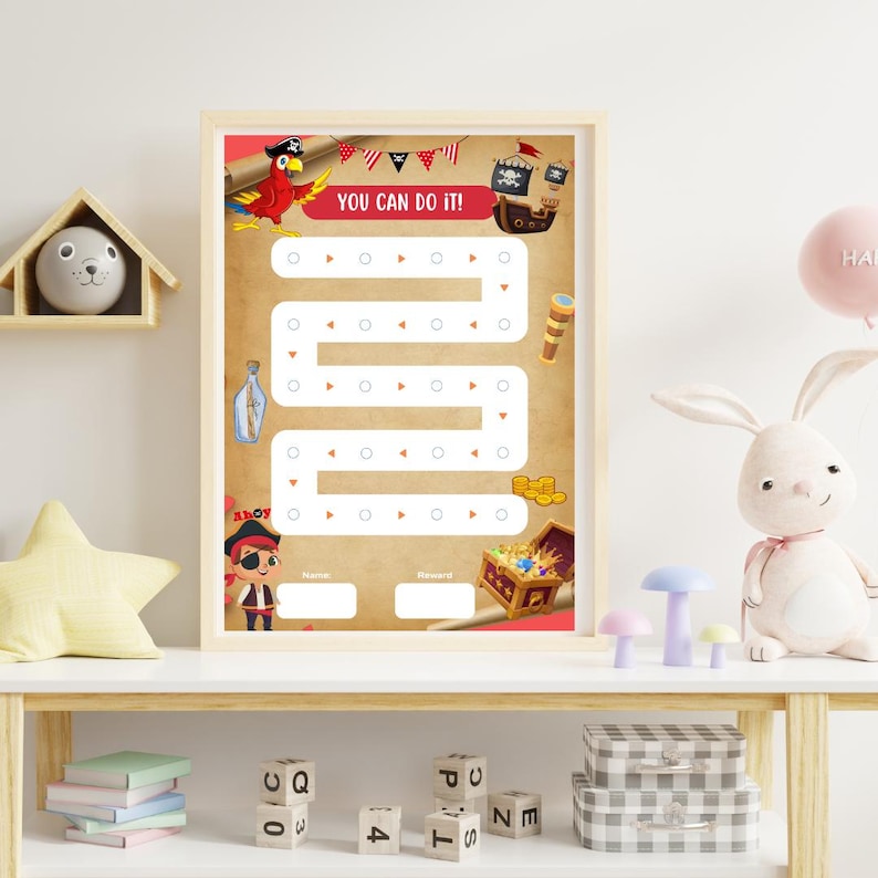 Pirate Reward Chart for Kids | Printable Behavior & Chore Tracker With ...