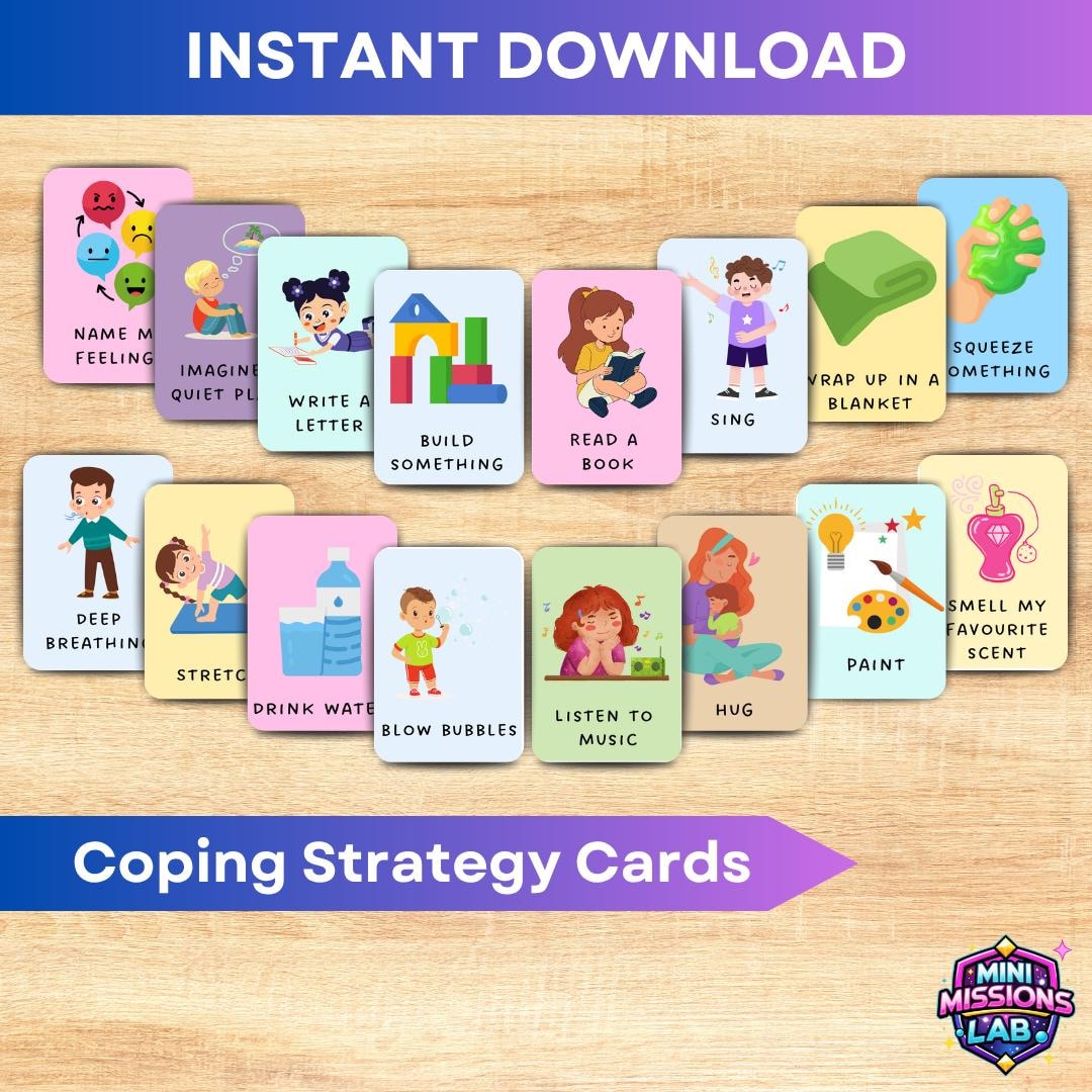 Calming Strategy Cards for Kids, Emotional Regulation Tools (printable ...