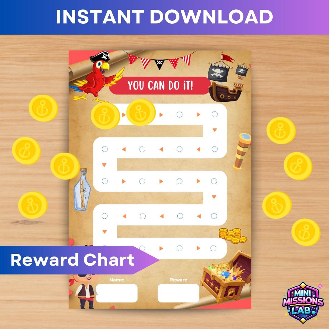 Pirate Reward Chart for Kids | Printable Behavior & Chore Tracker With ...