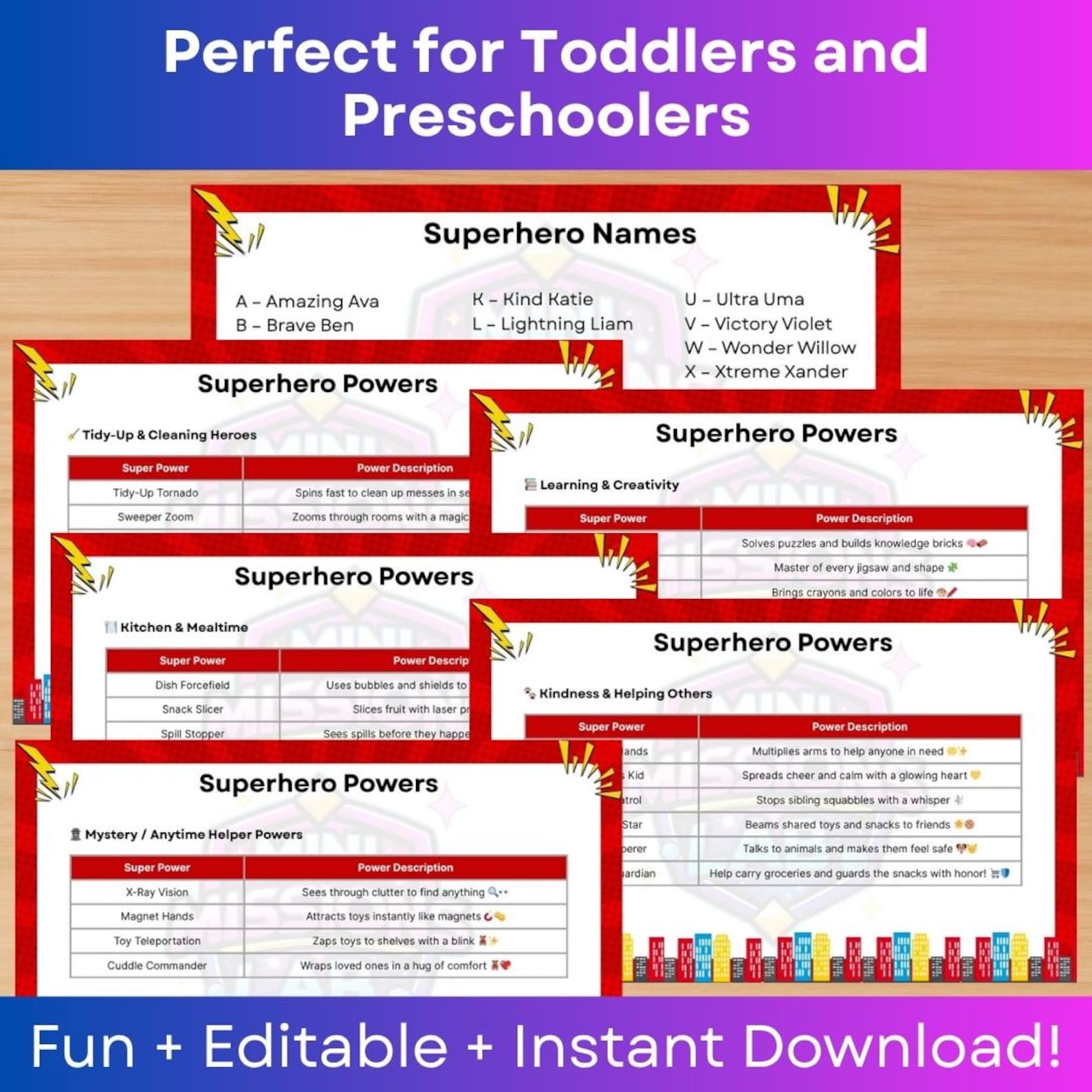 Printable Superhero ID Badge for Kids Birthday Party Favor Pretend Play ...