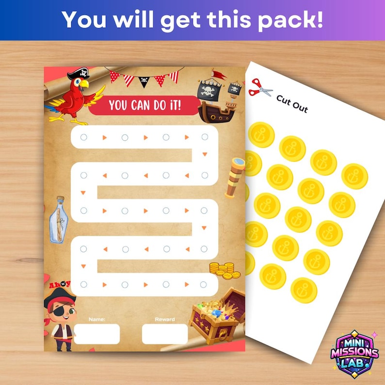 Pirate Reward Chart for Kids | Printable Behavior & Chore Tracker With ...