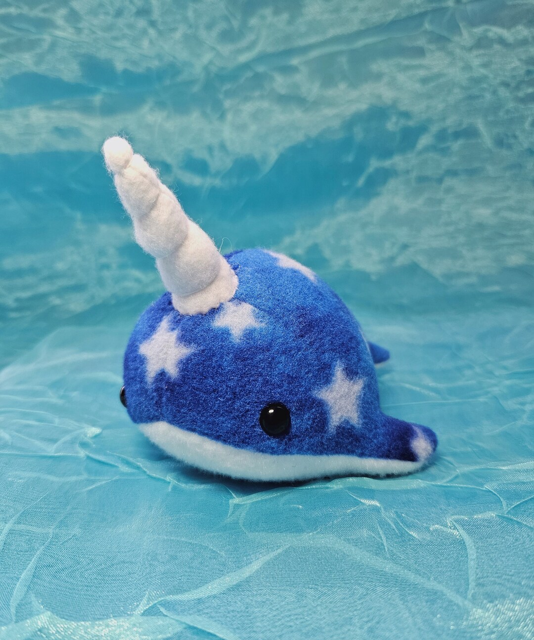 Blue Starry Fleece Narwhal Small Plush Stuffed Animal - Etsy