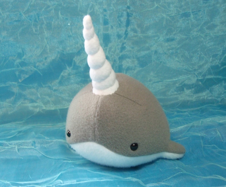 Grey Fleece Narwhal Plush Stuffed Animal Ocean Marine Sea - Etsy