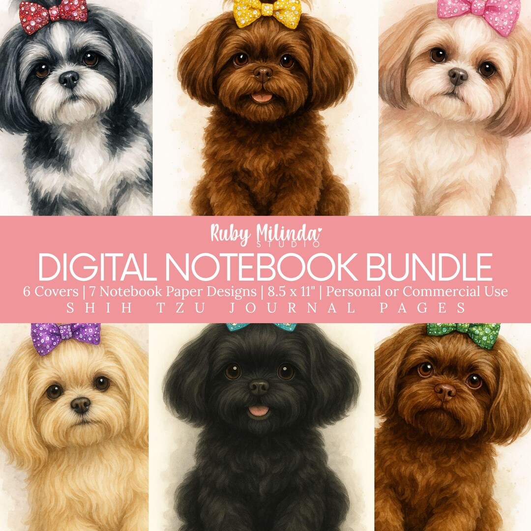 Watercolor Shih Tzu Notebook Template | Dog-themed Journal Cover ...