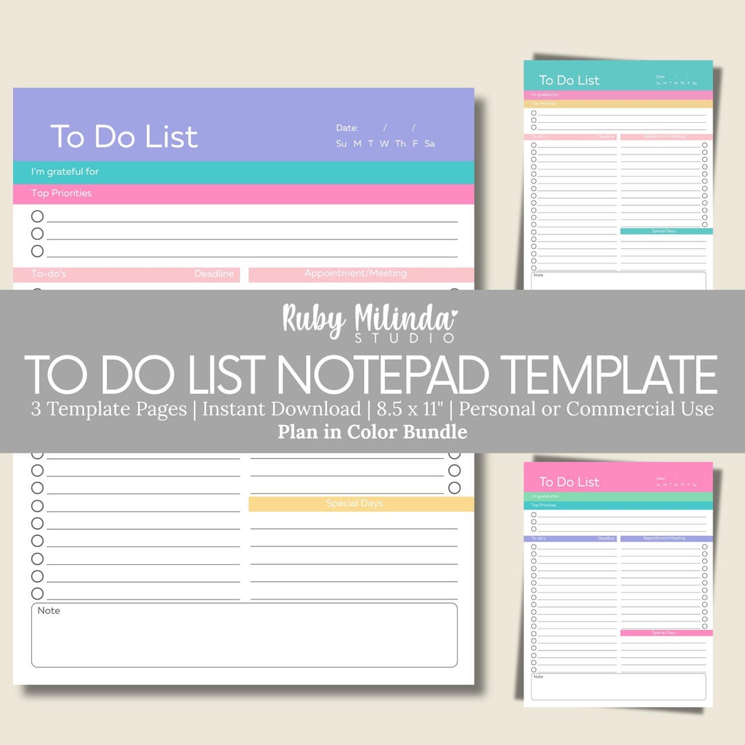 Printable Daily Tasks List Template for Organizing To-do Lists and ...