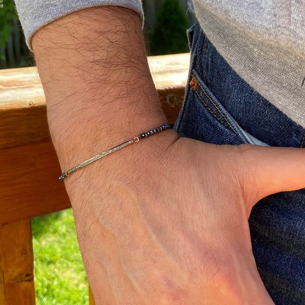 Mens Black Diamond Bracelet - Etsy