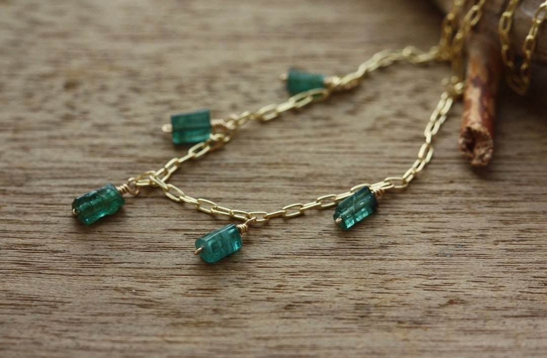 Raw Indicolite Tourmaline Necklace Natural Indicolite - Etsy