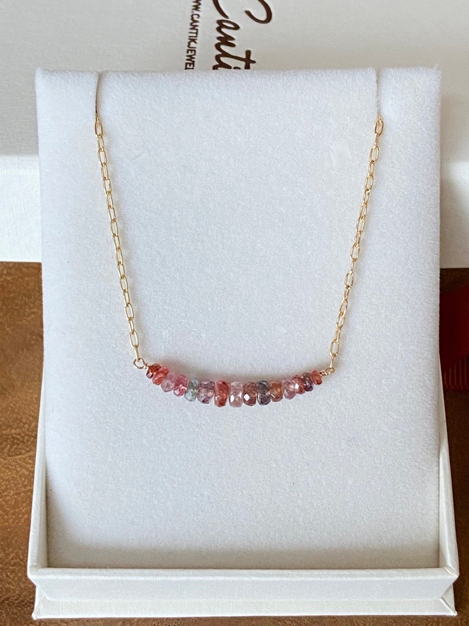 Multi-colored Natural Spinel Bar Necklace Pastel Colored - Etsy