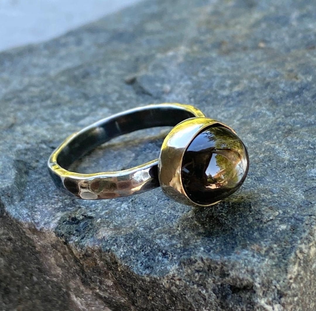 Dark Brown Sapphire Ring, SOLID 14k Gold and Brown Sapphire Ring ...